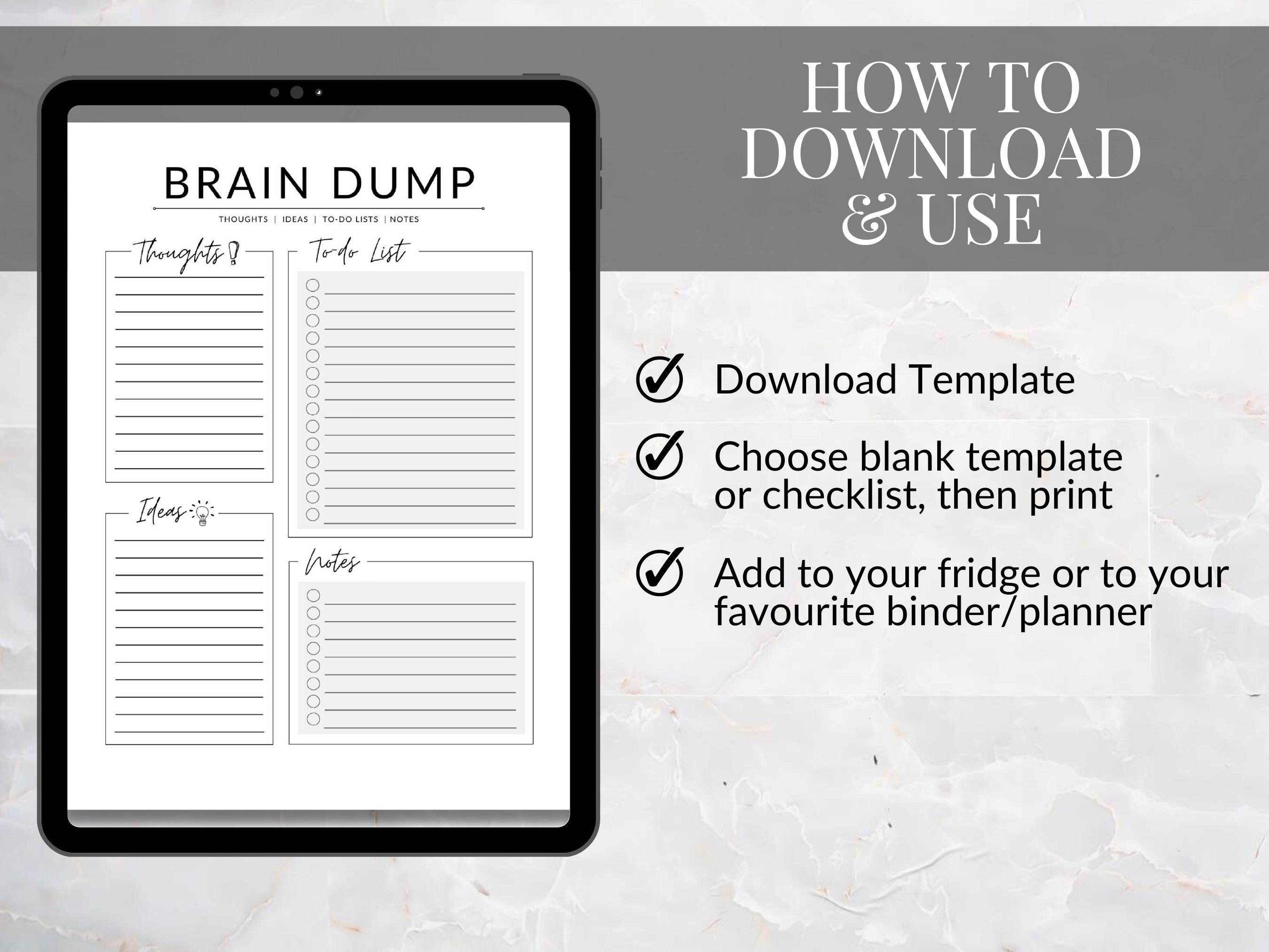 Brain Dump Printable — Imperfect Organization