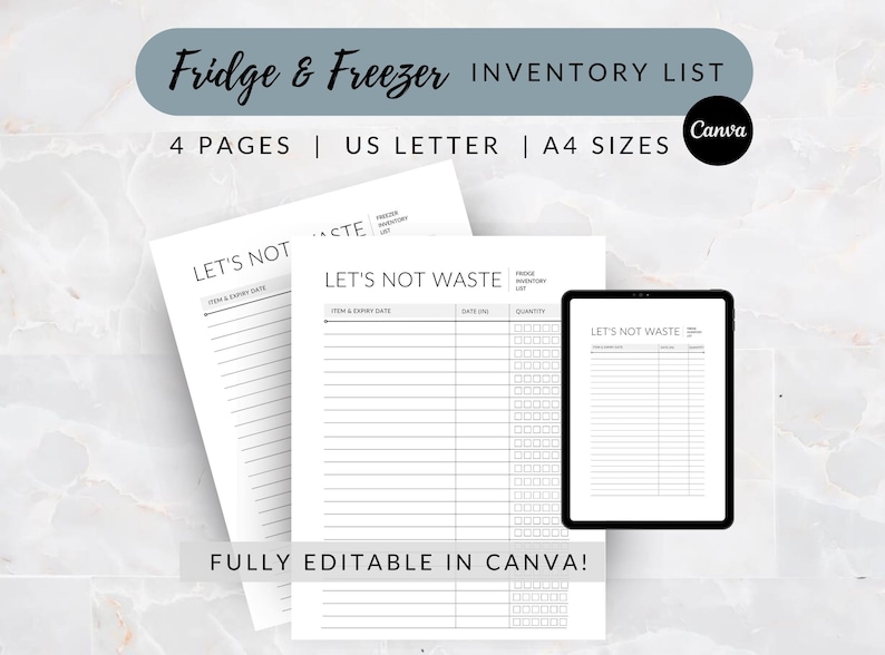 Freezer Inventory List, Fridge Inventory List, Printable Freezer ...