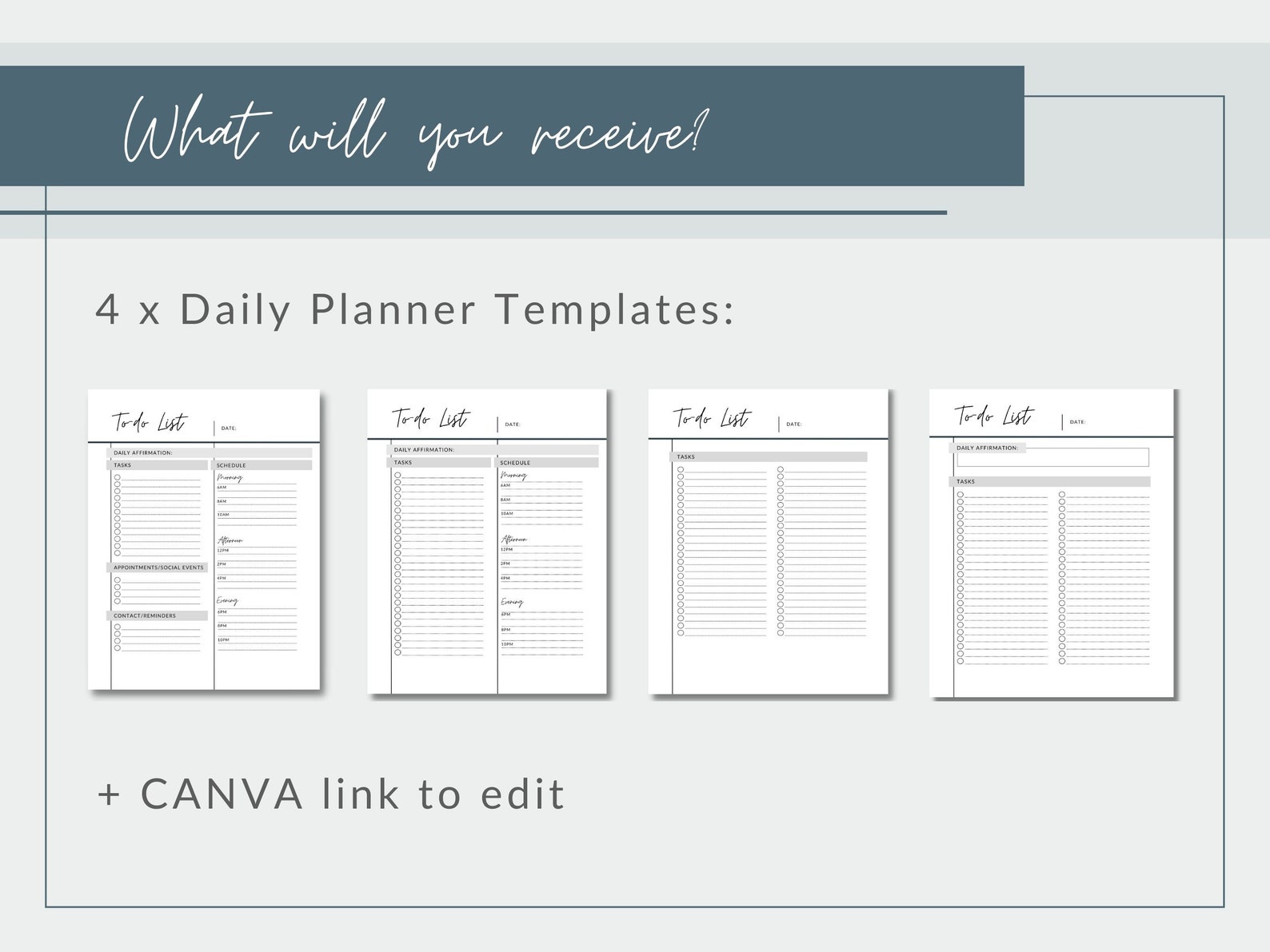 Minimalist Daily Task Planner: Editable To-do List (CANVA, PDF) - Etsy
