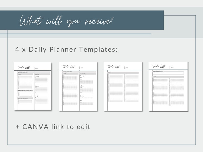 Minimalist Daily Task Planner: Editable To-do List (CANVA, PDF) - Etsy