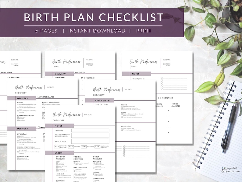 Birth Plan Template | PRINTABLE Birth Preferences Template | Labour and ...
