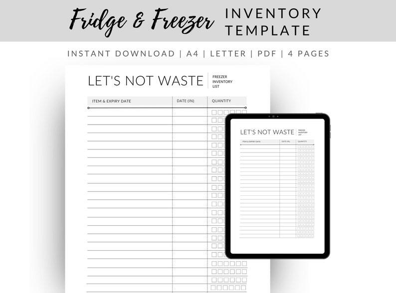 Freezer Inventory List | Fridge Inventory List | Food Inventory Tracker ...