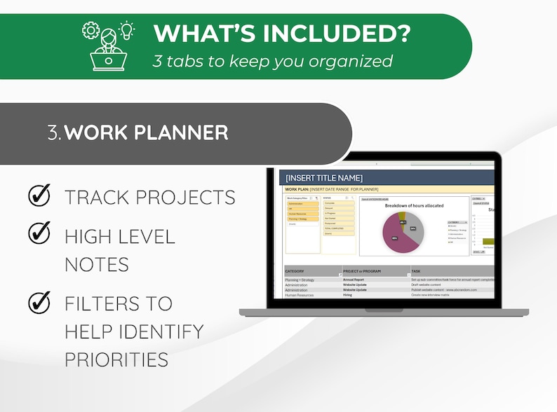 Excel Work Planner, Project Tracker Spreadsheet (digital Download) - Etsy
