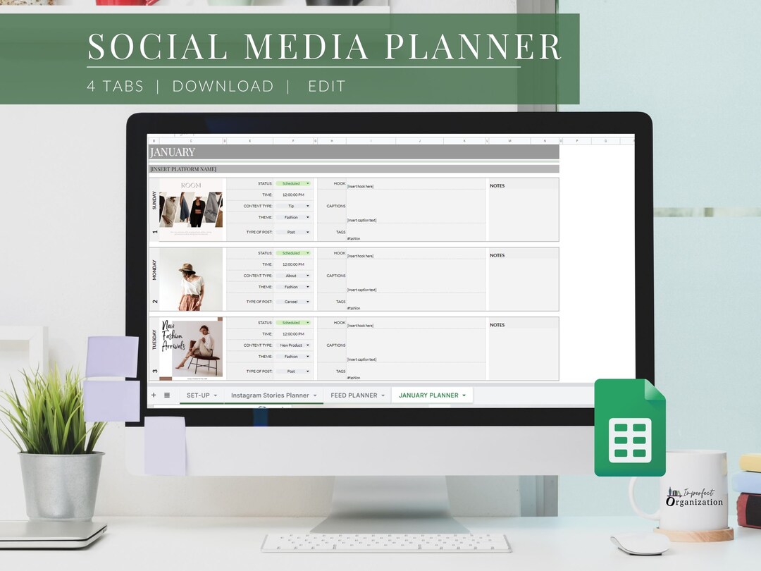 Social Media Content Planner Template: Google Sheets (digital Download ...