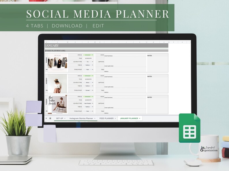 Social Media Content Planner Template: Google Sheets (digital Download ...