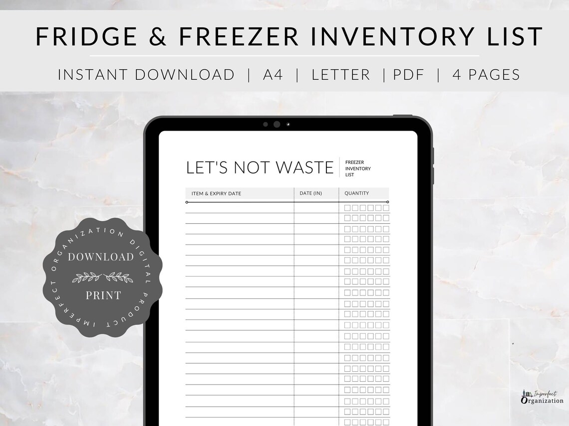 Freezer Inventory List Fridge Inventory List Food - Etsy