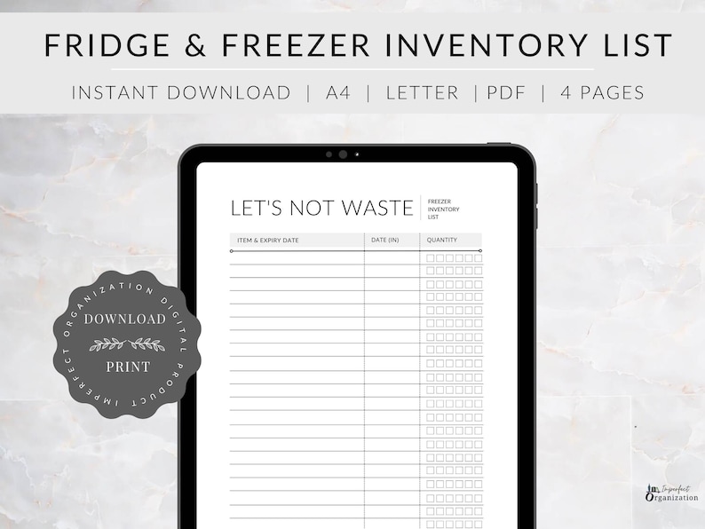 Freezer Inventory List Fridge Inventory List Food - Etsy