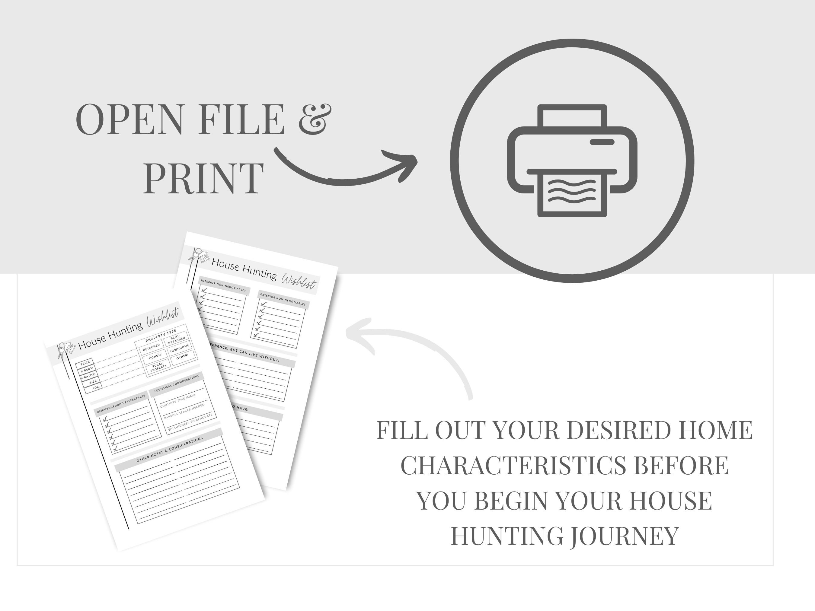 House Hunting Checklist: Printable Home Buyer Wishlist (CANVA Template ...