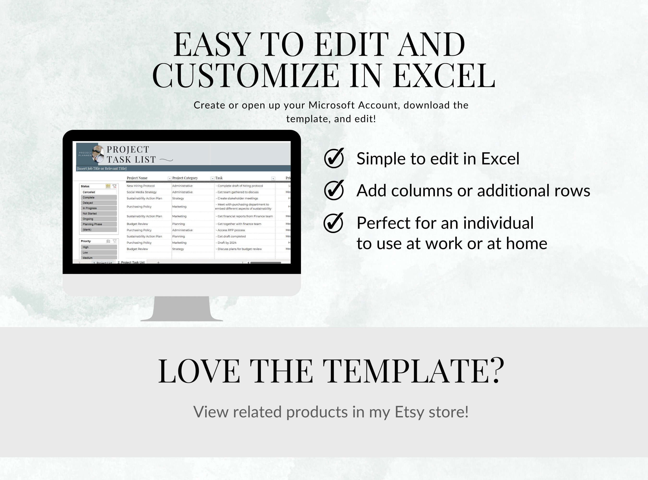 Excel Project Task Planner — Imperfect Organization
