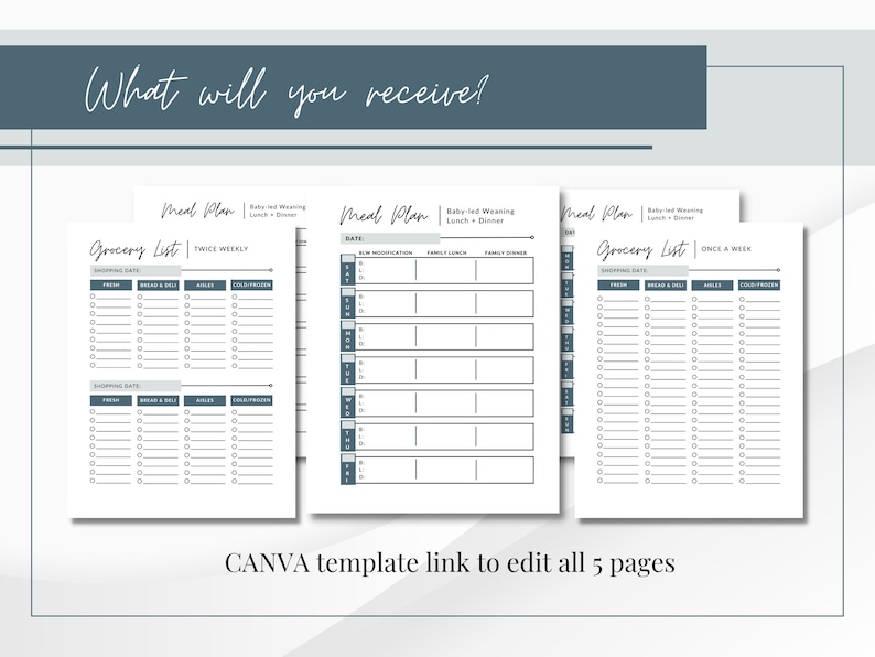 Baby-led Weaning Meal Planner, Printable Meal Plan Template, Daily Meal ...
