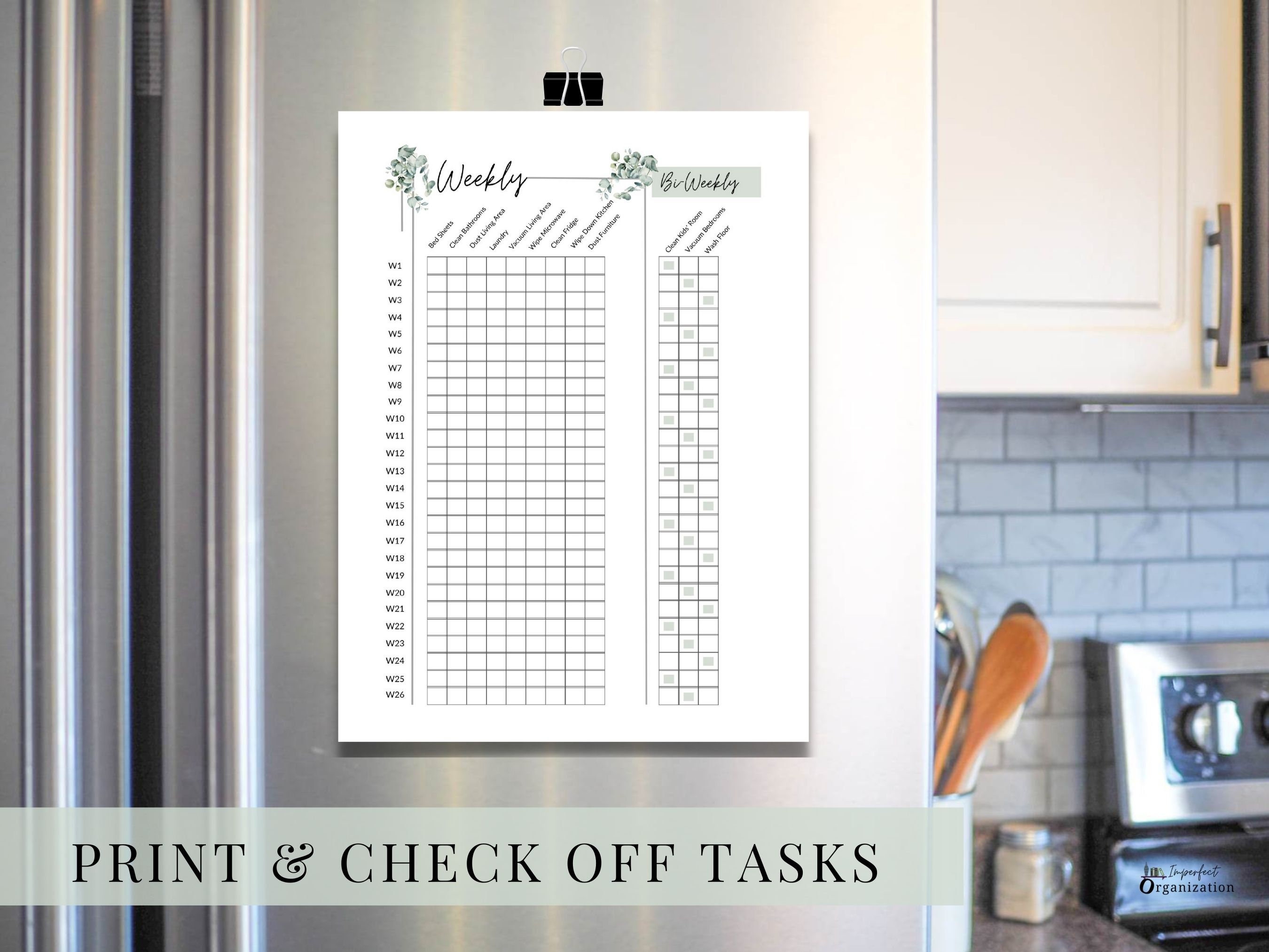 Weekly Cleaning Checklist Template — Imperfect Organization