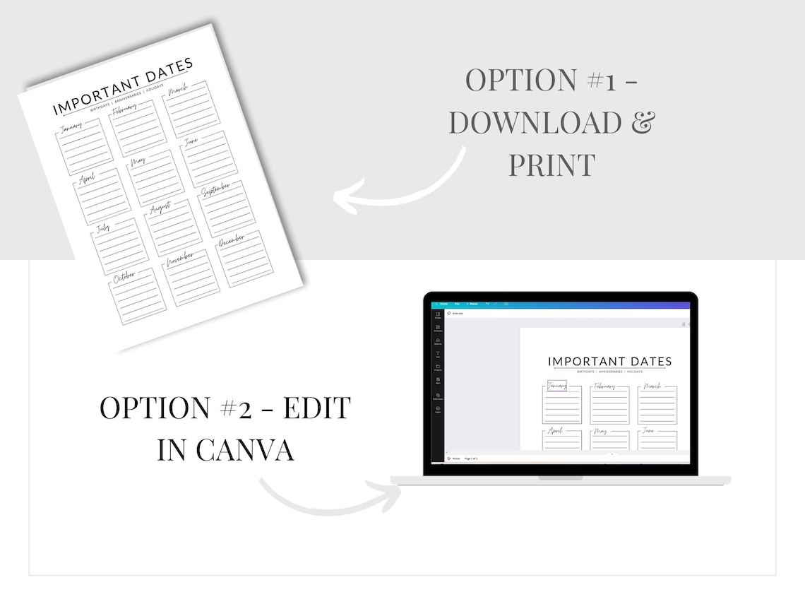 Important Dates Planner EDITABLE Important Dates Template PRINTABLE ...