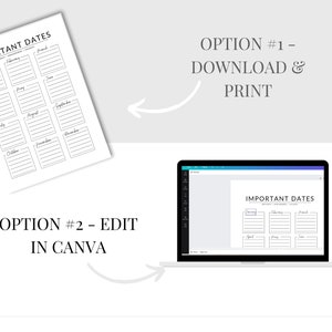 Important Dates Planner | EDITABLE Important Dates Template | PRINTABLE ...