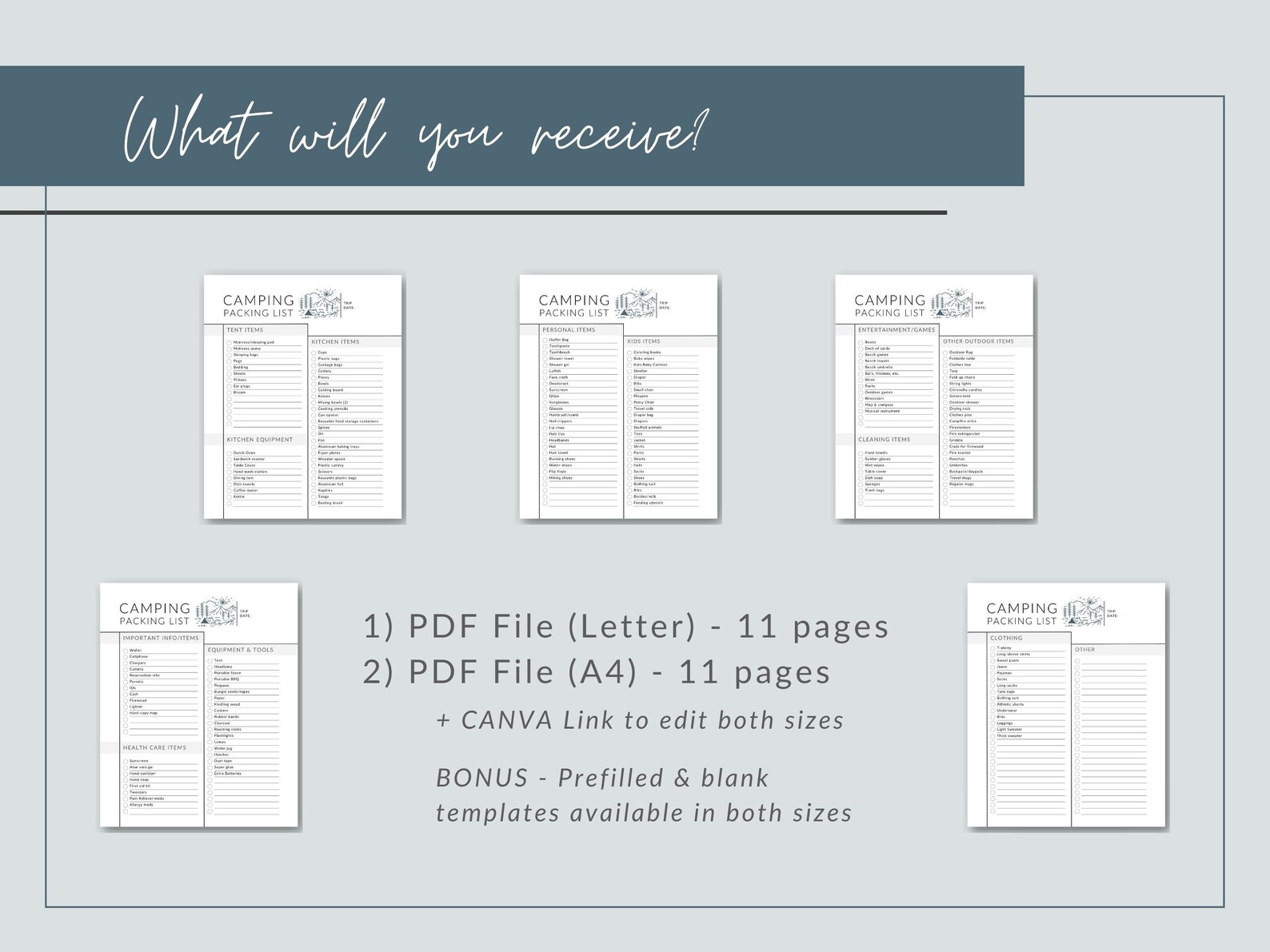 Camping Packing List | EDITABLE Camping Planner | Printable Camping ...