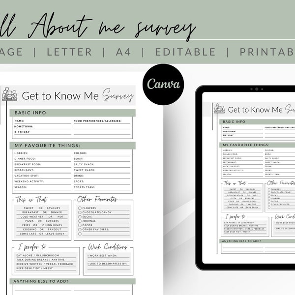 Employee All About Me Printable - Etsy