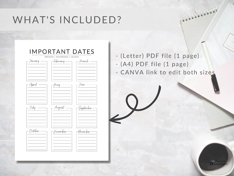Important Dates Planner | EDITABLE Important Dates Template | PRINTABLE ...