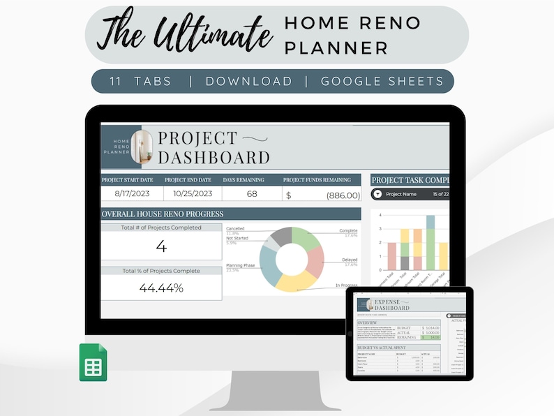 Home Renovation Planner: Google Sheets Project Tracker (digital ...