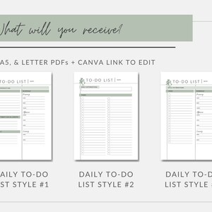 Greenery Daily Task Planner: Editable To-do List (letter, A4, A5 ...