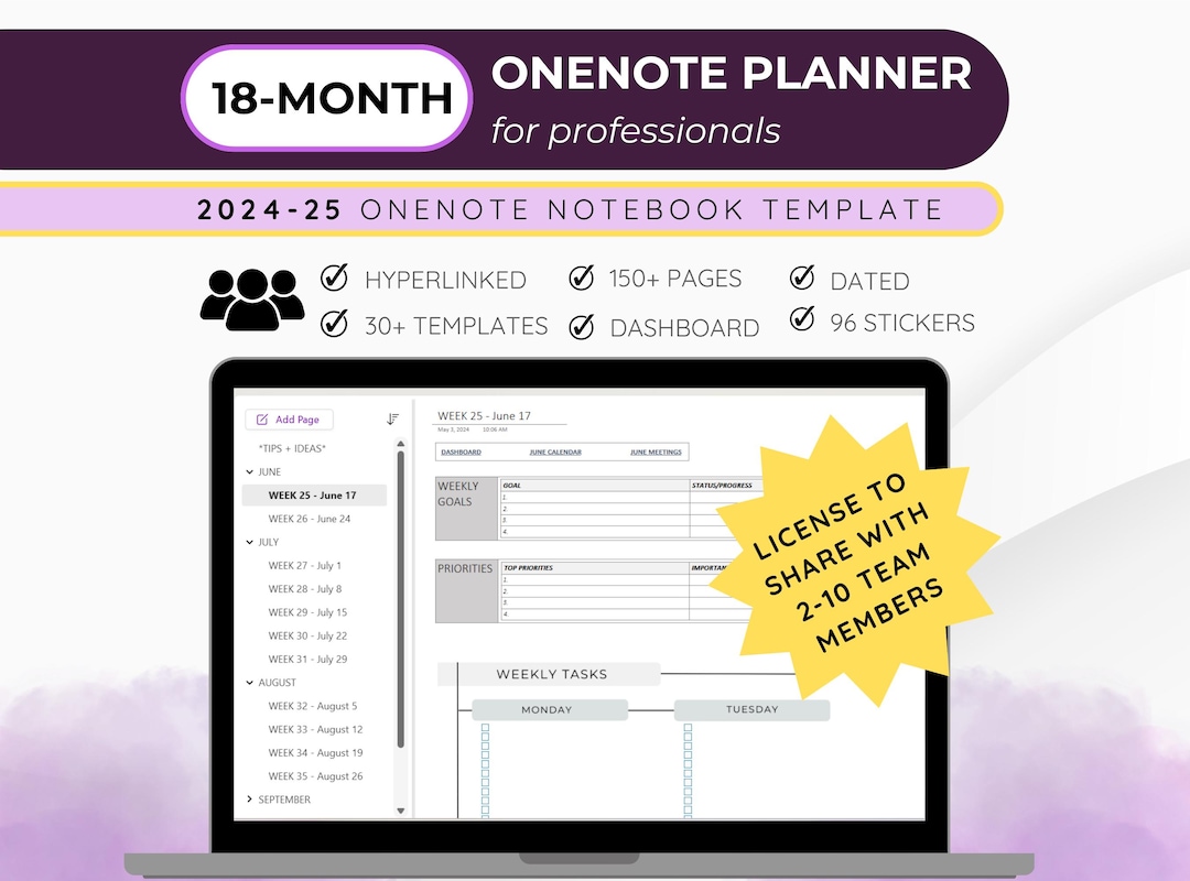TEAM Onenote Notebook, Professional Onenote Template, Onenote Planner ...