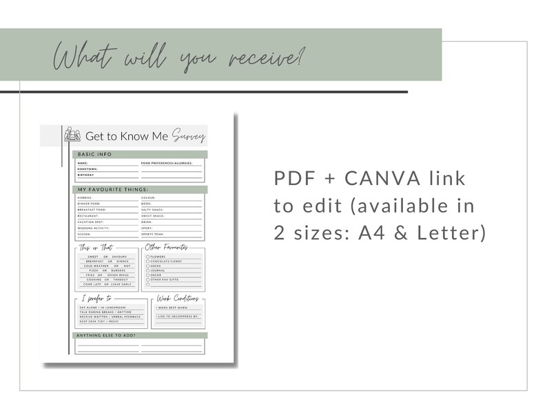All About Me Survey: Team Building CANVA Template (printable PDF) - Etsy