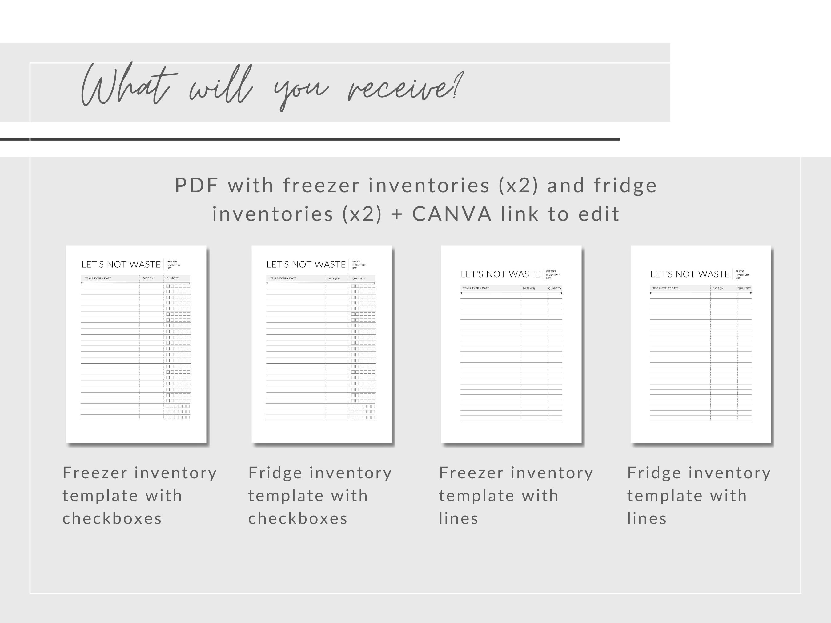 Printable Fridge & Freezer Inventory Tracker (PDF Download) - Etsy
