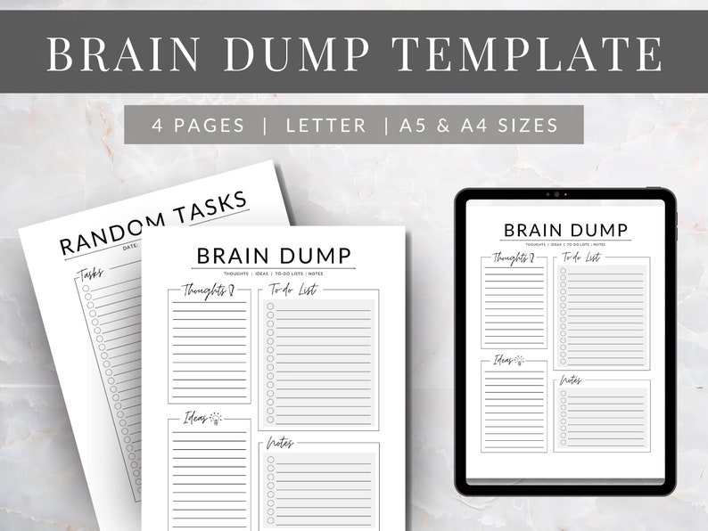 Brain Dump Template ADHD to Do List Checklist Printable - Etsy