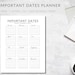 Important Dates Planner: Editable Printable Template (A4, Letter) - Etsy