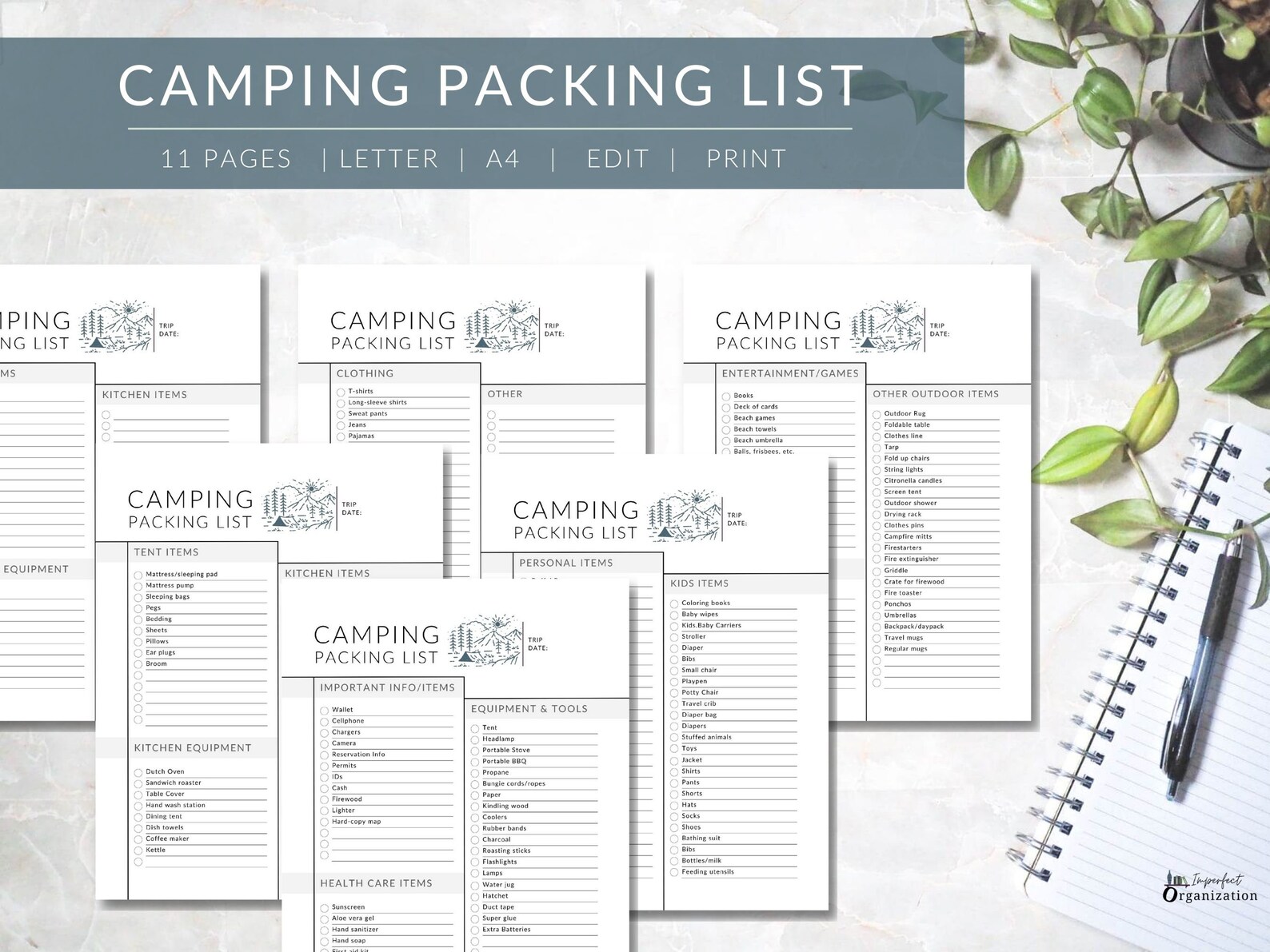 Camping Packing List | EDITABLE Camping Planner | Printable Camping ...