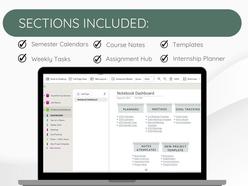 STUDENT Onenote Planner for School, Student Onenote Template, Onenote ...