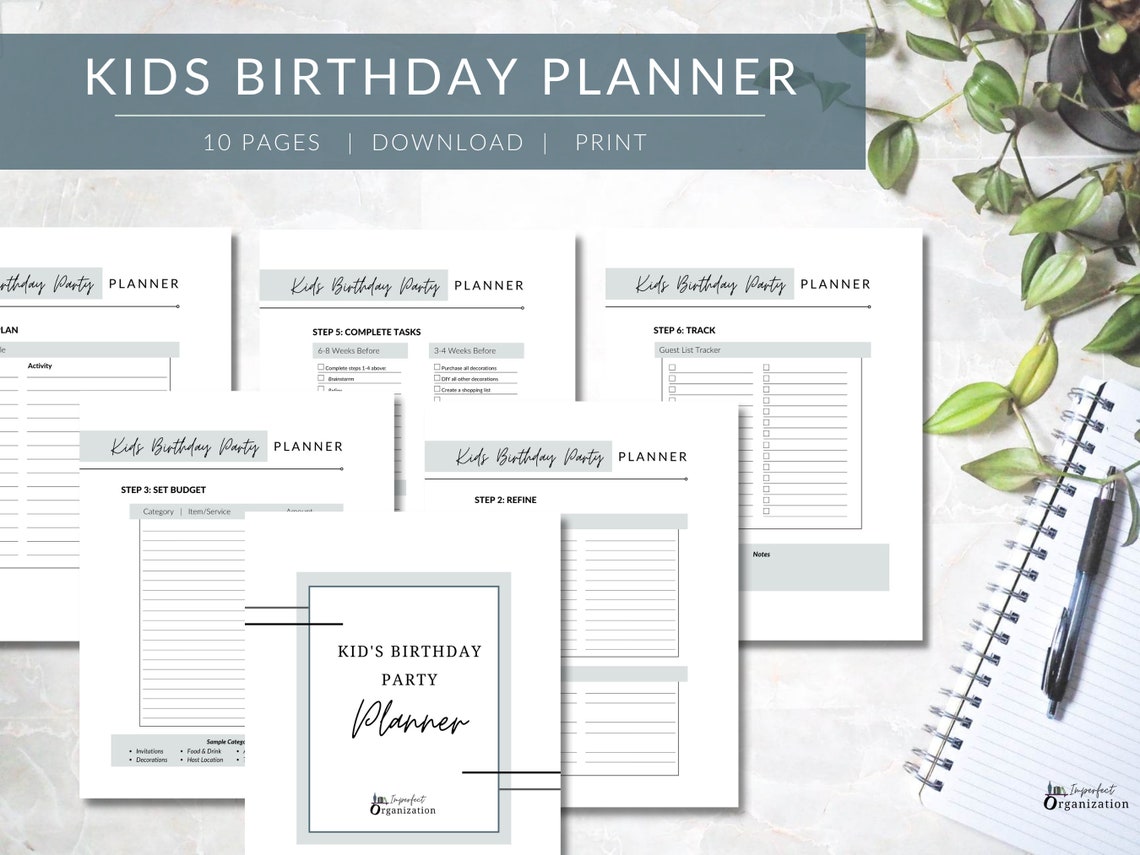 Kids Birthday Planner Kids Party Checklist Step-by-step Party Planning ...