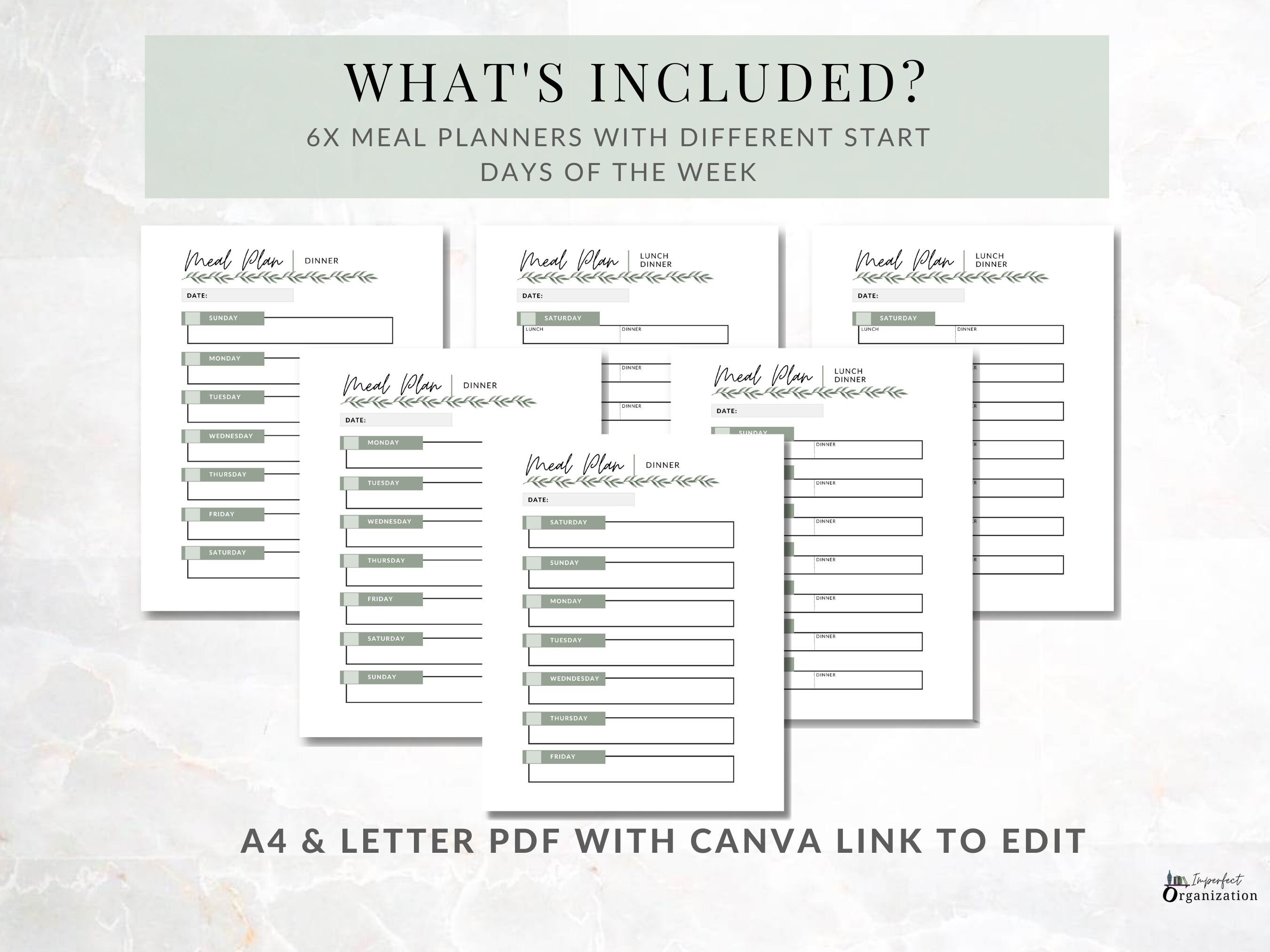 Editable Meal Planner Template — Imperfect Organization