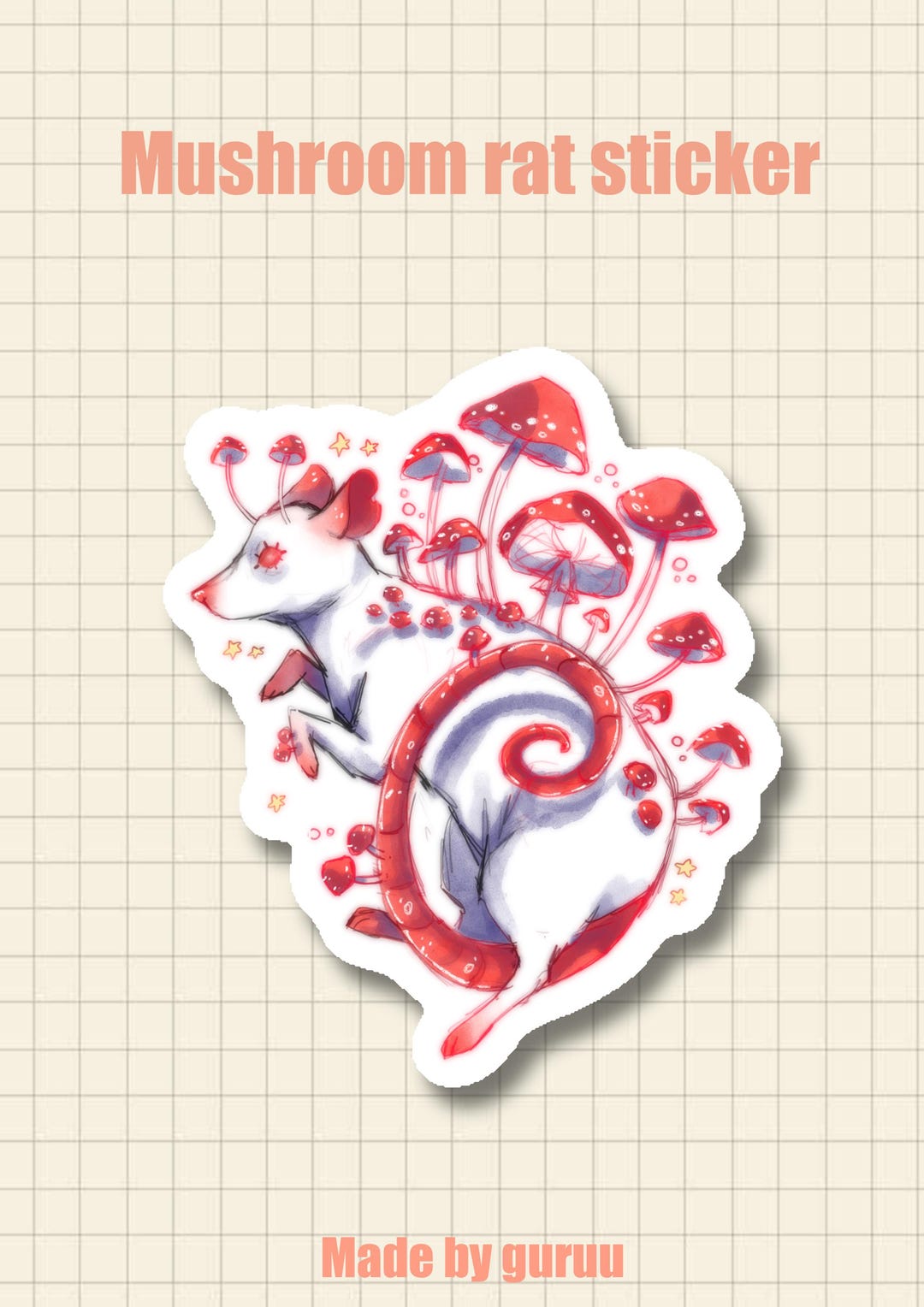 Mushroom Rat Sticker Holographic - Etsy