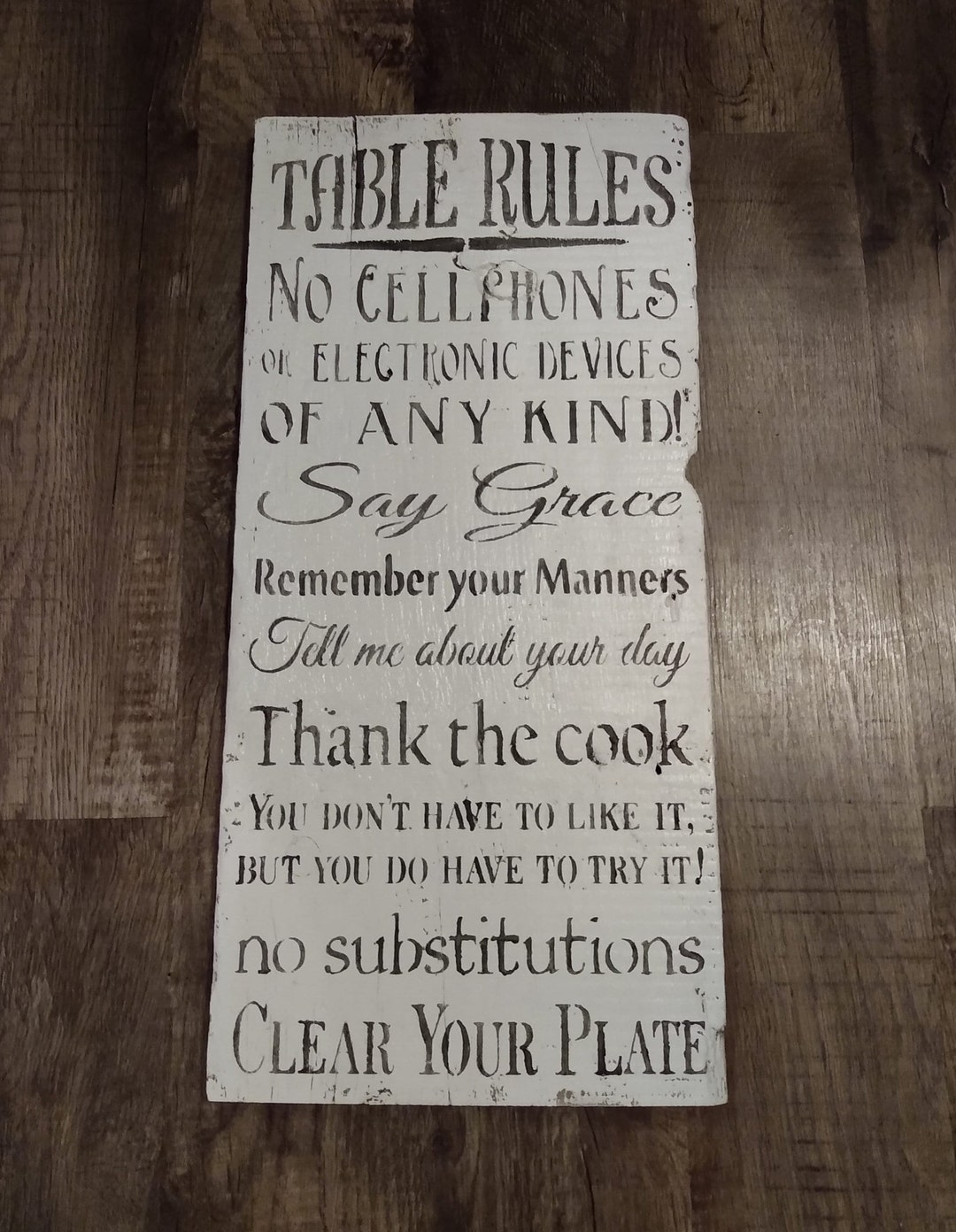 Table Rules Sign, Farmhouse Sign, Rustic Sign, Rules Sign,wood Sign ...