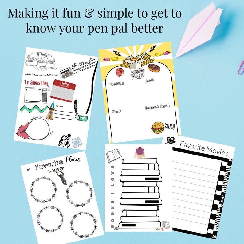Pen Pal Kit Ages 9 + | Downloadable Stationery| Pen Pal Activity Sheets ...