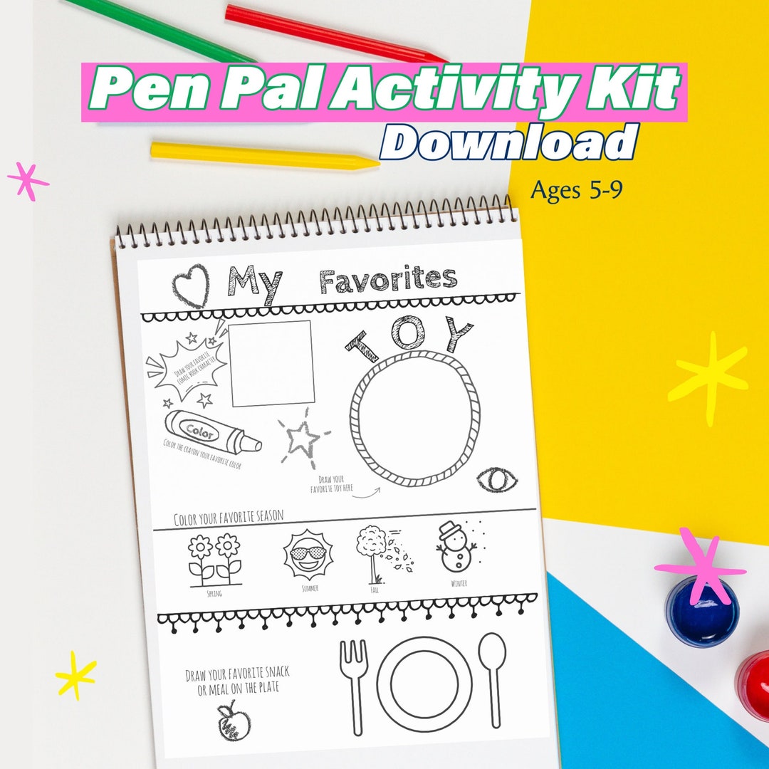 Pen Pal Kit Ages 5-9| Downloadable Stationery| Pen Pal Activity Sheets ...