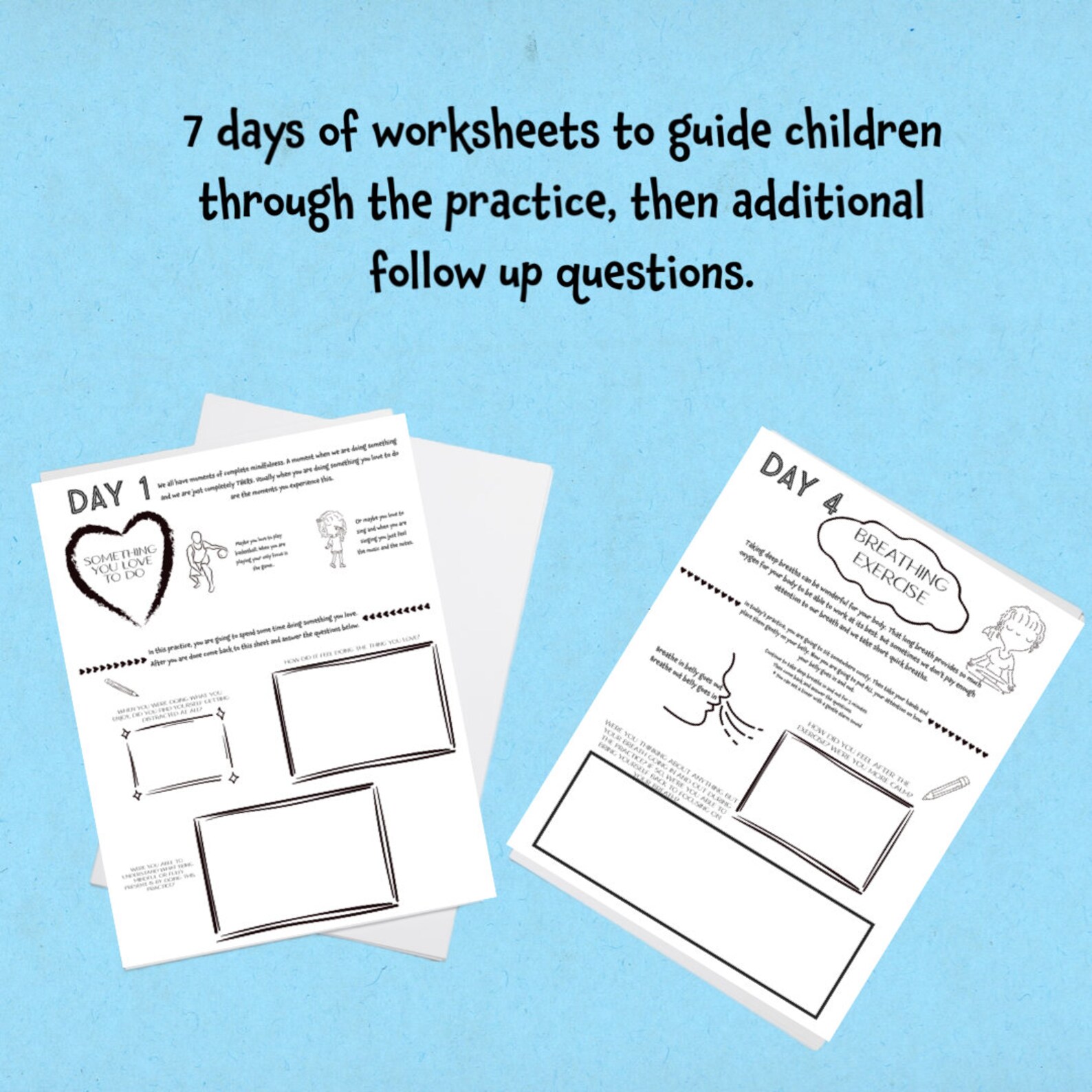7 Days of Mindfulness Practices for Kids/ Guided Worksheets - Etsy