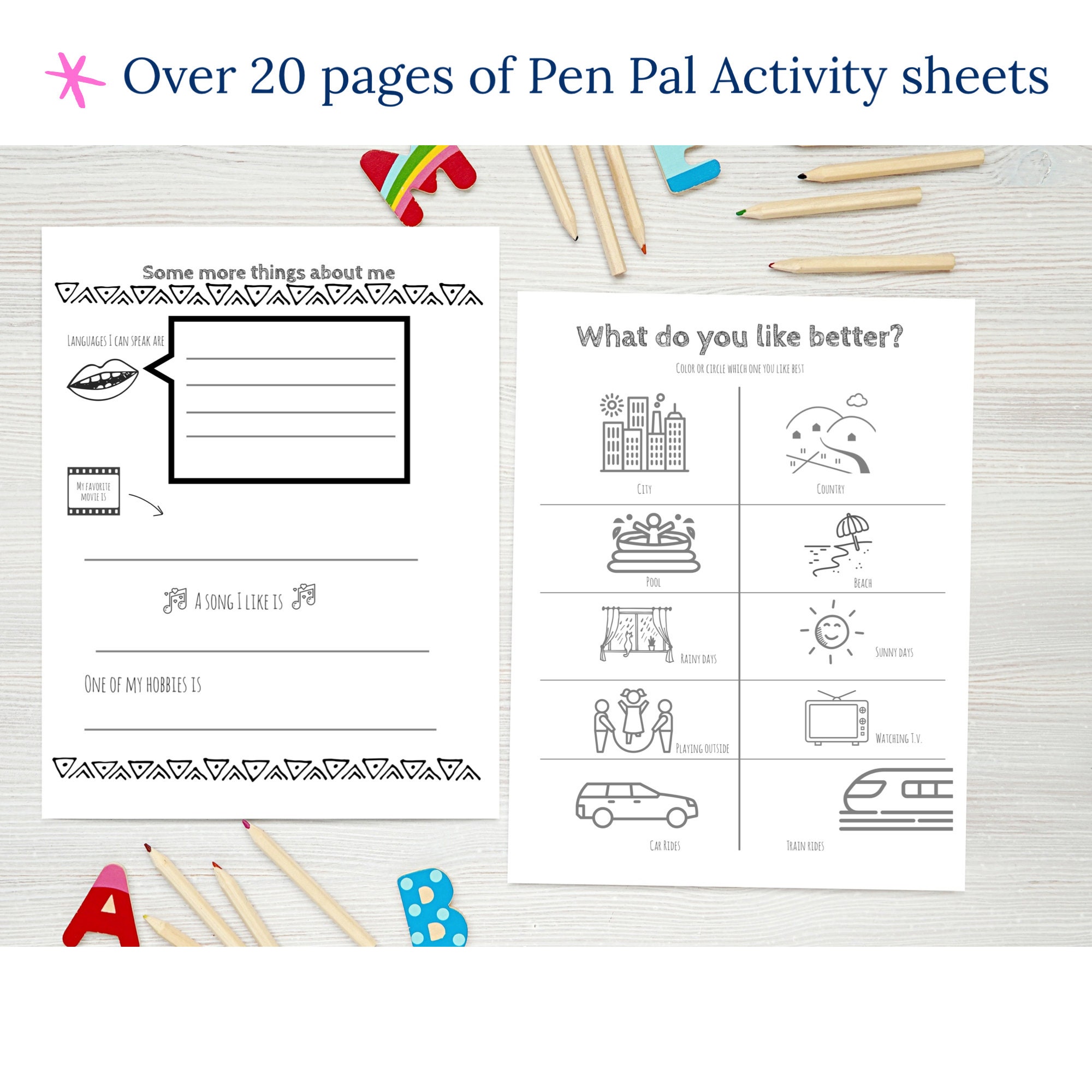Pen Pal Kit Ages 5-9| Downloadable Stationery| Pen Pal Activity Sheets ...