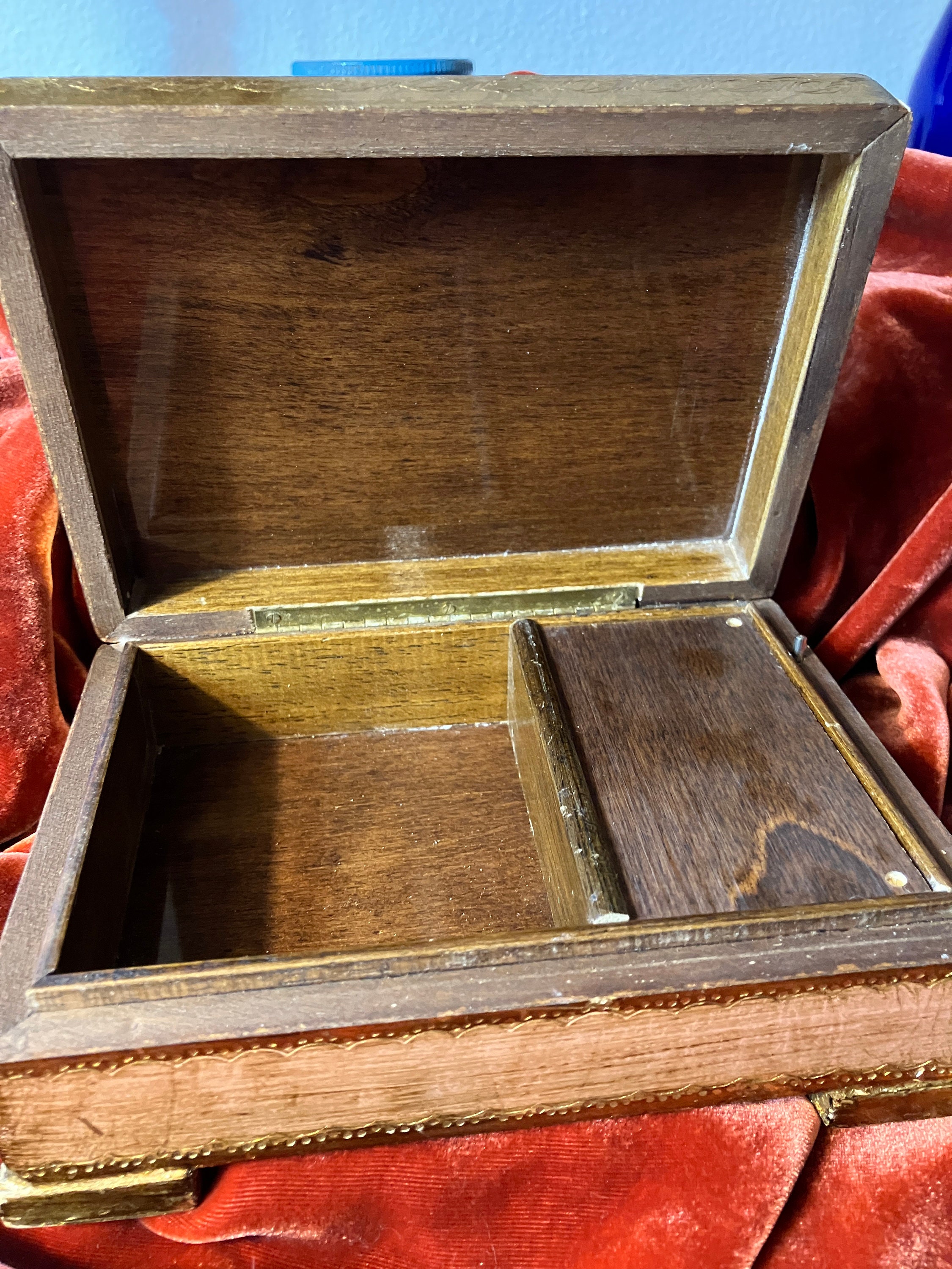 Midcentury Gilded Florentine Style Musical Trinket or Cigarette Box ...
