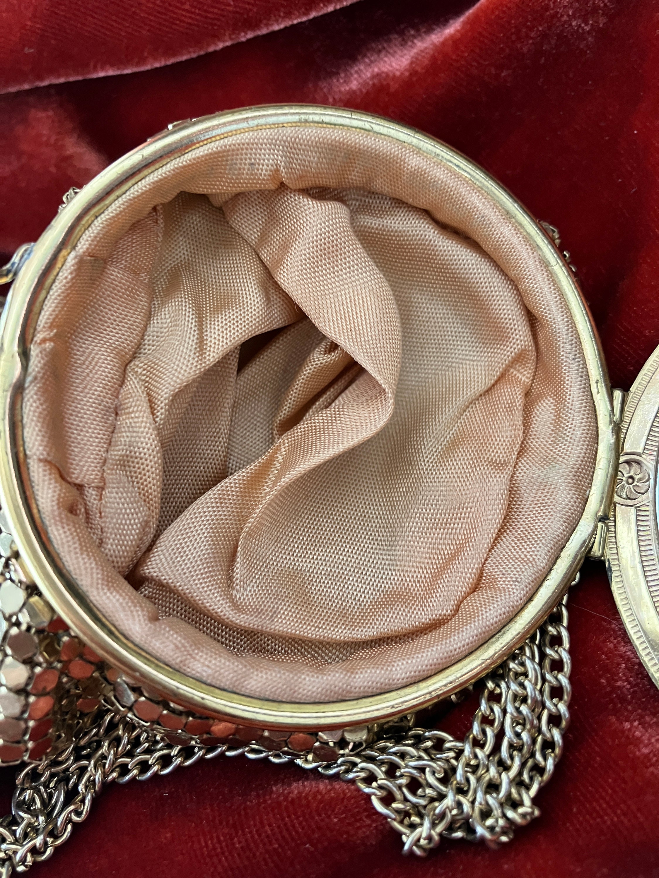 Deco Era Evans Gold Mesh Dance Purse Guilloche Enamel Compact - Etsy