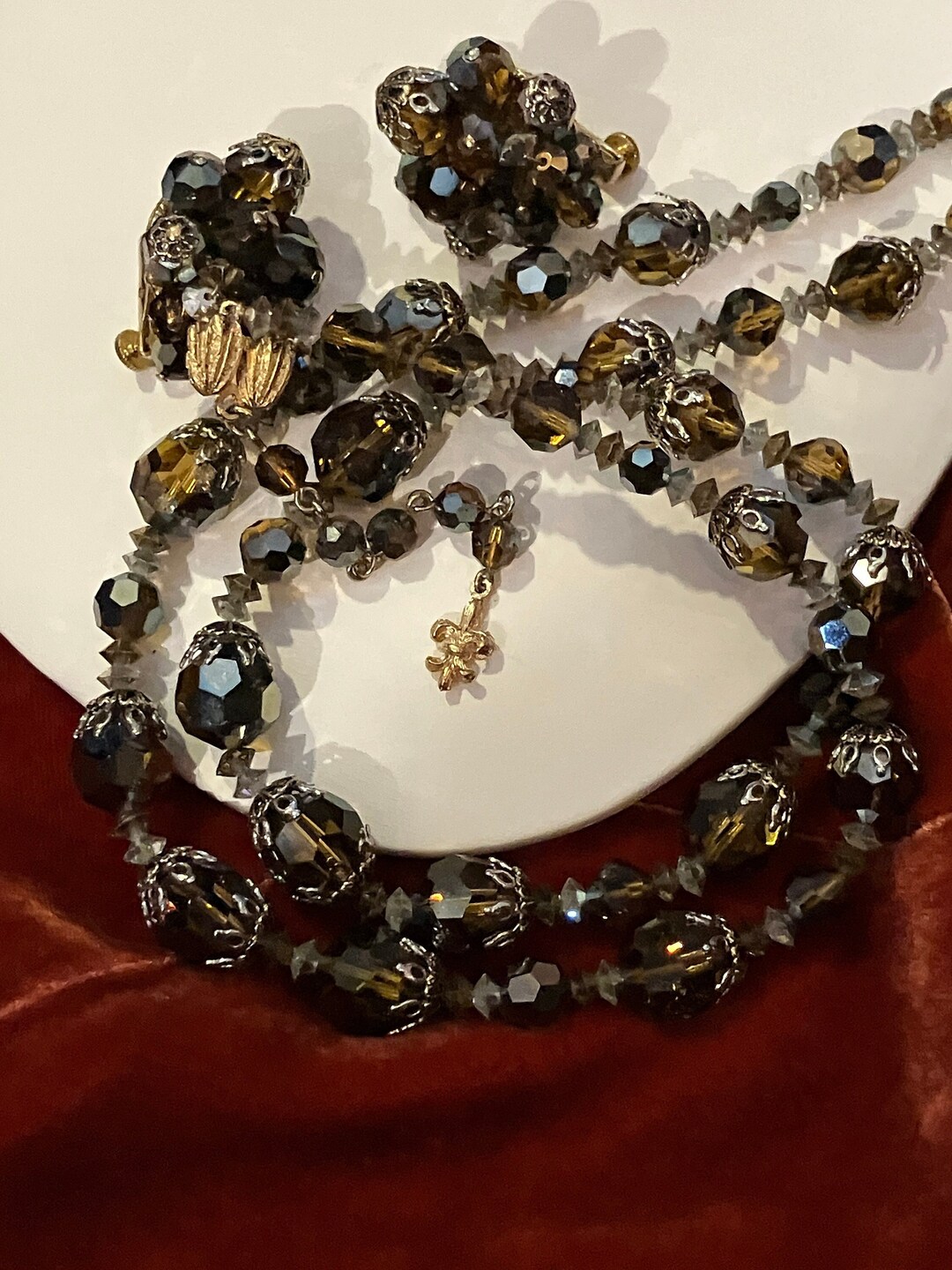 Vendome Necklace and Earrings, Shades of Topaz, Mink, and Comet With ...