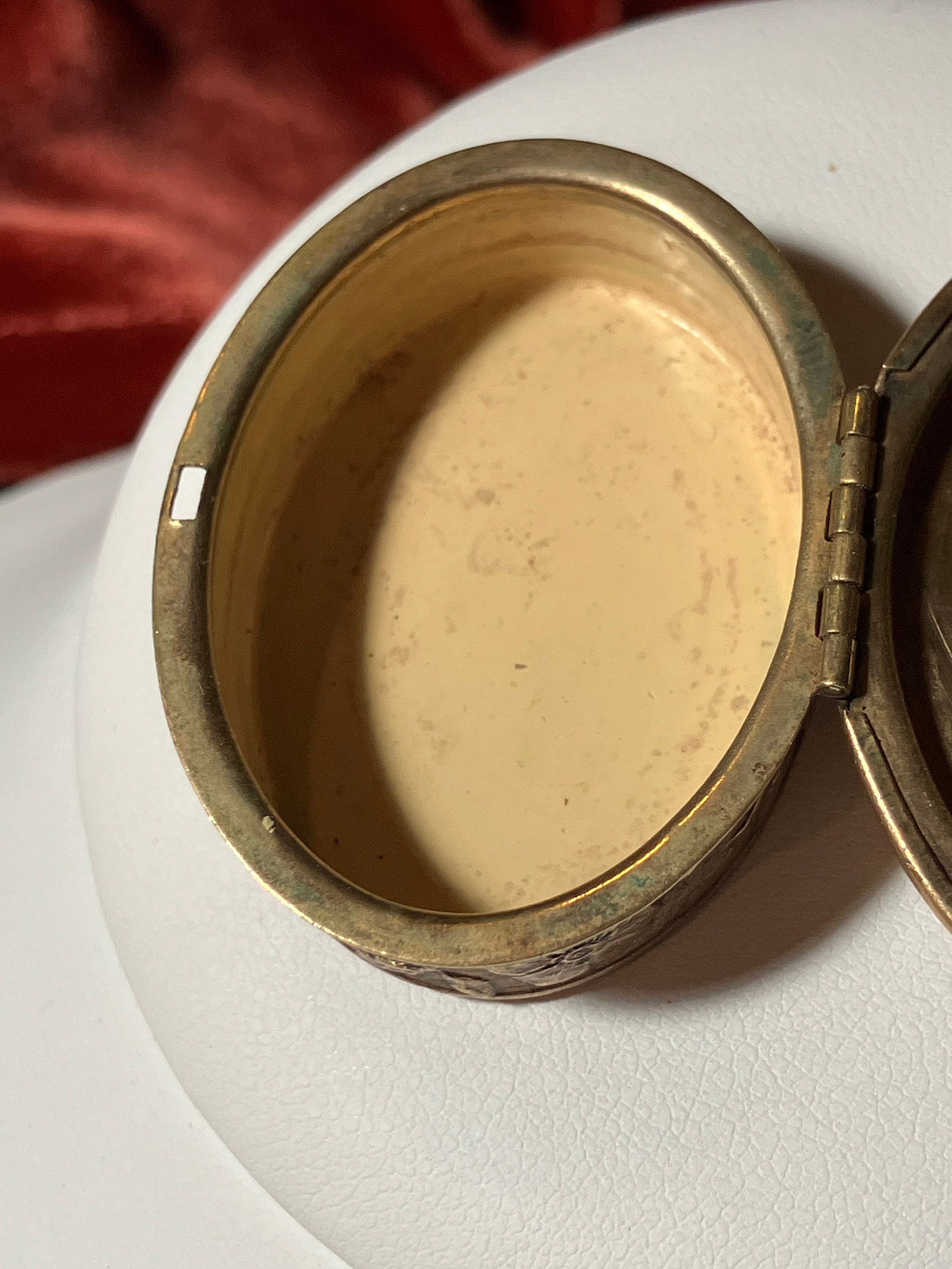 Brass & Mixed Metal Snuffbox or Pill Box With Leaf Embellishment and ...