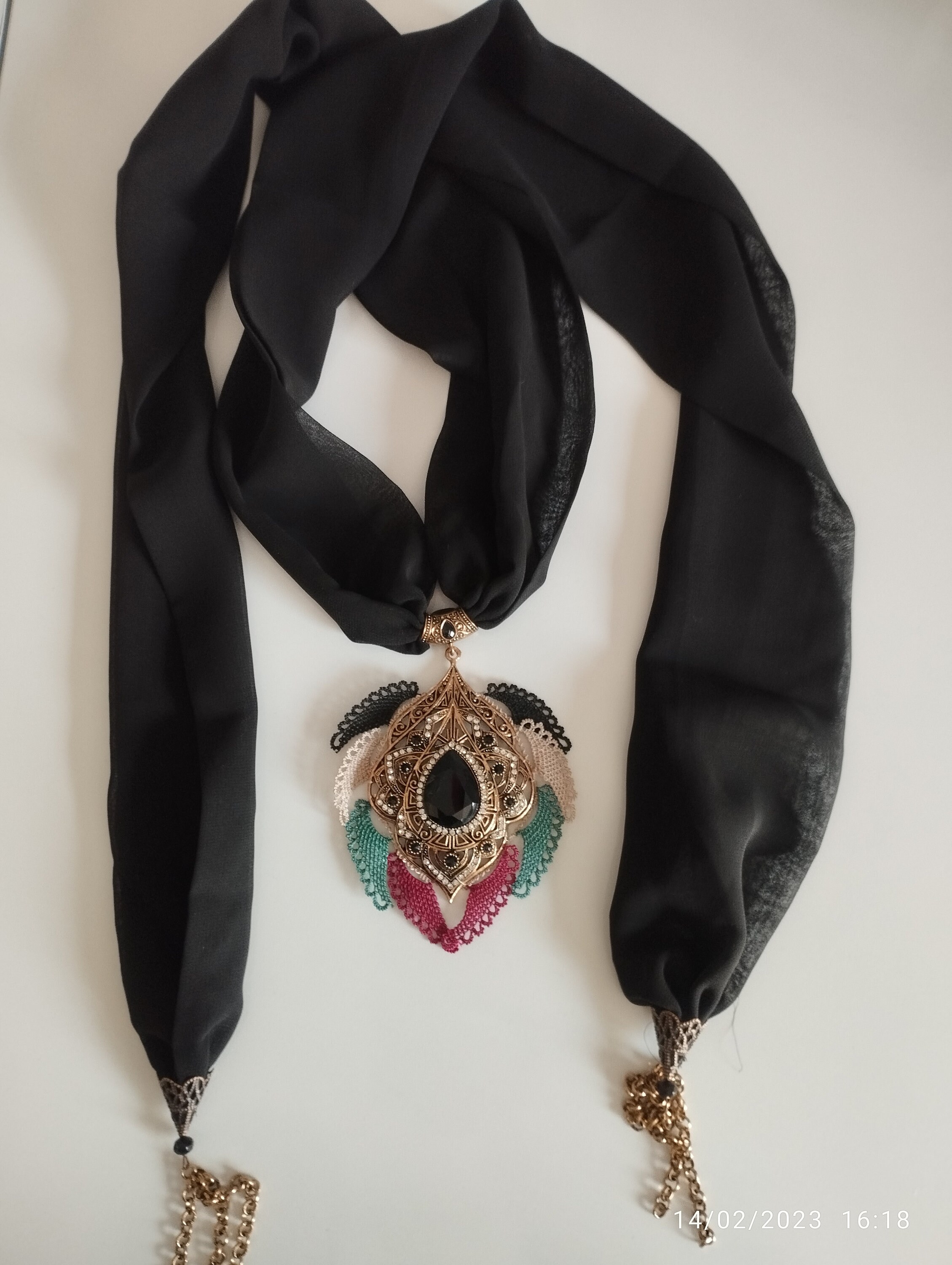 Traditional Turkish Handicraft Needle Lace Scarf, Flower Pattern Needle ...