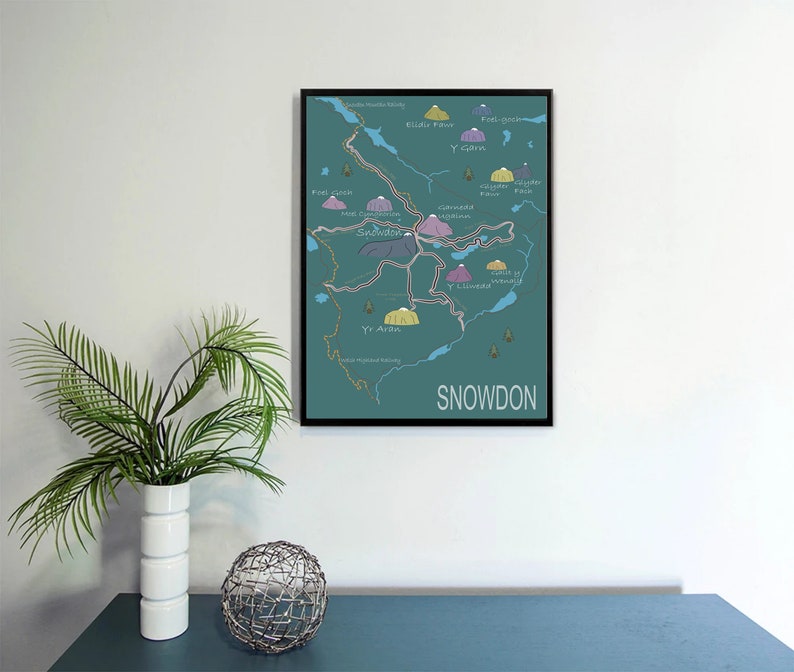 Snowdon Walking Trail Map Print, Art Print, Original Limited Edition ...