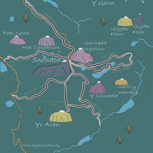 Snowdon Walking Trail Map Print, Art Print, Original Limited Edition ...