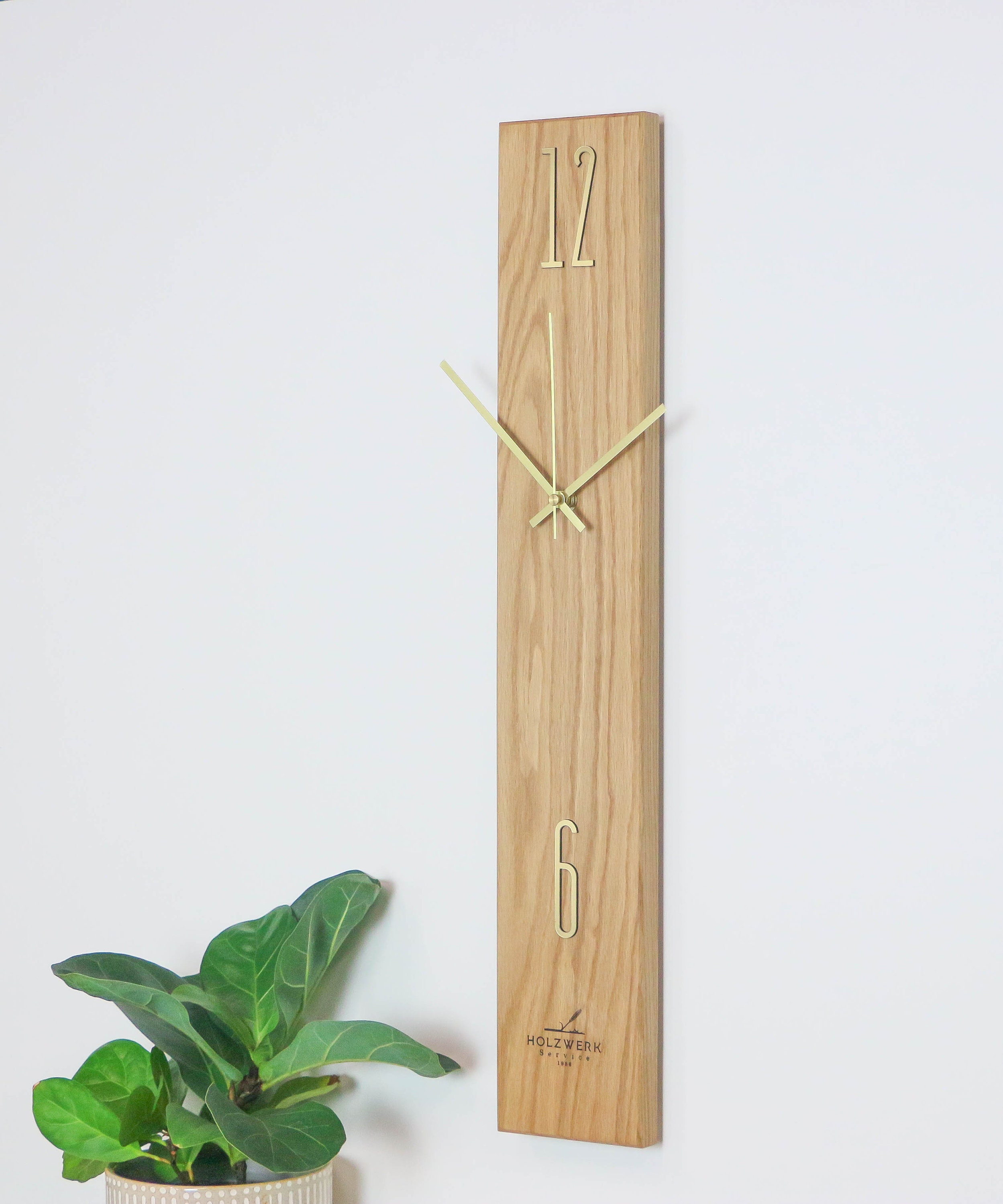 Unique Modern Wall Clock, Oak Wooden Wall Clock, Minimalist Wall Watch ...