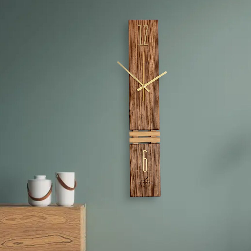 Modern Wall Clock, Wooden Wall Clock, Minimal Design, Zebrano Wood, - Etsy