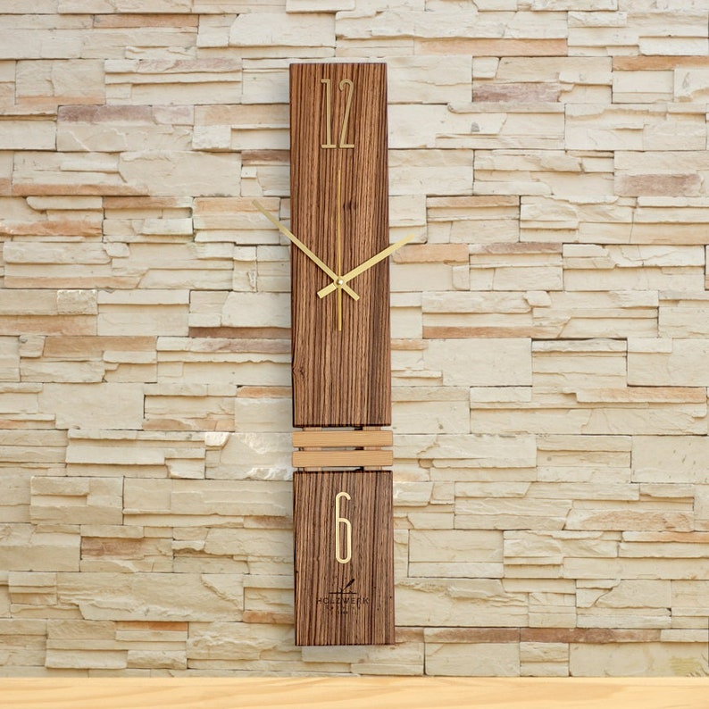 Modern Wall Clock, Wooden Wall Clock, Minimal Design, Zebrano Wood, - Etsy