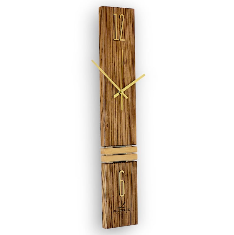 Modern Wall Clock, Wooden Wall Clock, Minimal Design, Zebrano Wood, - Etsy