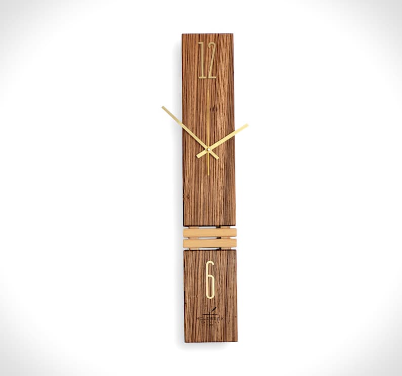 Modern Wall Clock, Wooden Wall Clock, Minimal Design, Zebrano Wood, - Etsy