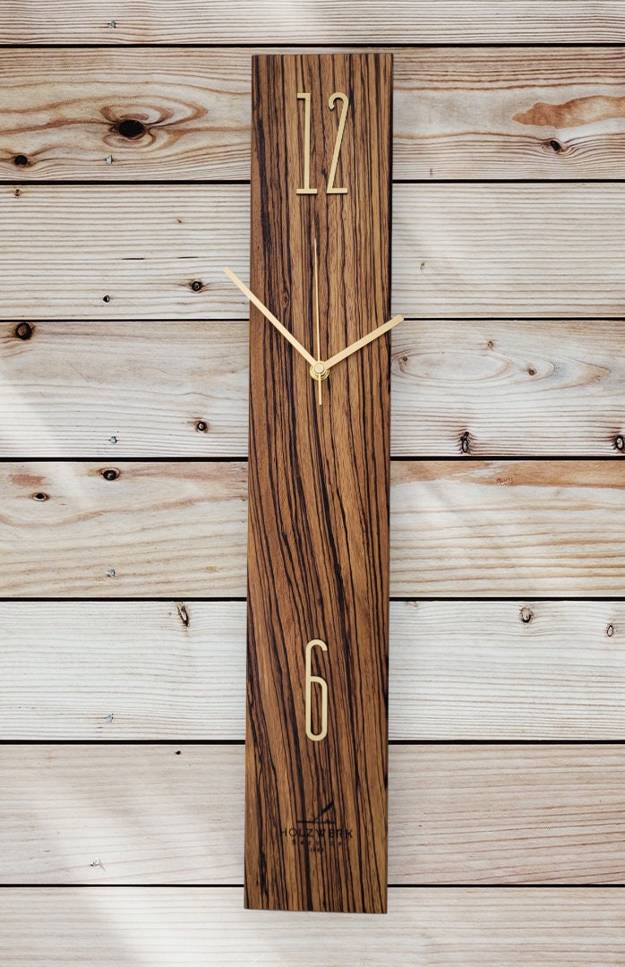 Modern Wall Clock, Wooden, Minimal Design, Zebrano Wood, - Etsy